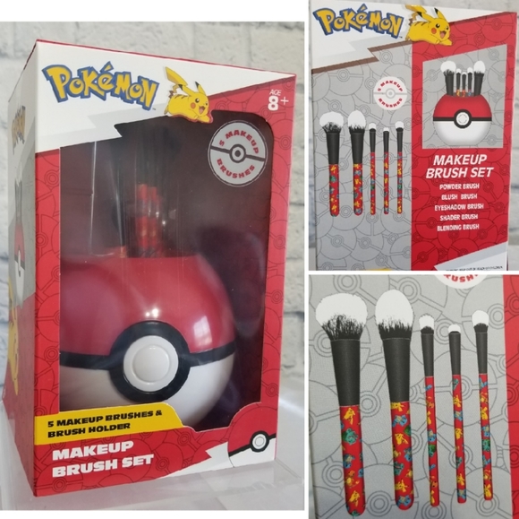 Pokemon | Makeup | Pokemon Makeup Brush And Pokeball Holder Set 5 ...